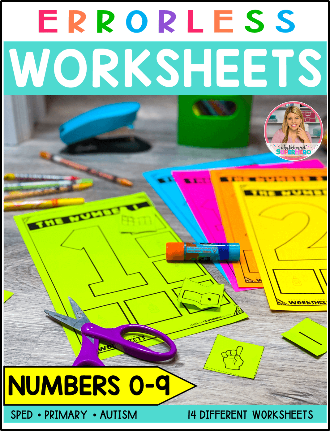Errorless Worksheets Numbers 0 9 Chalkboard Superhero Errorless Worksheets Numbers 0 9 Chalkboard Superhero